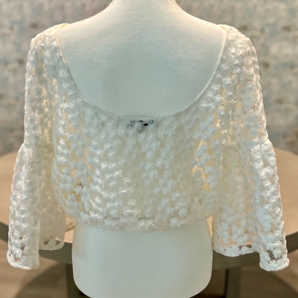 Milly | Tops | Nwot Milly Lydia Floral Embroidered Lace White Crop Top ...